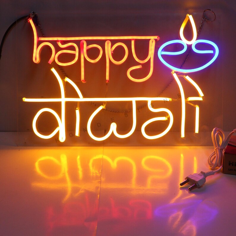 Happy Diwali Decoration Neon, Led Lights for Home/festive Gift, Blue ...