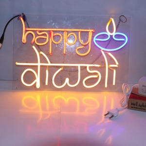 Happy Diwali Decoration Neon, Led Lights for Home/festive Gift, Blue ...
