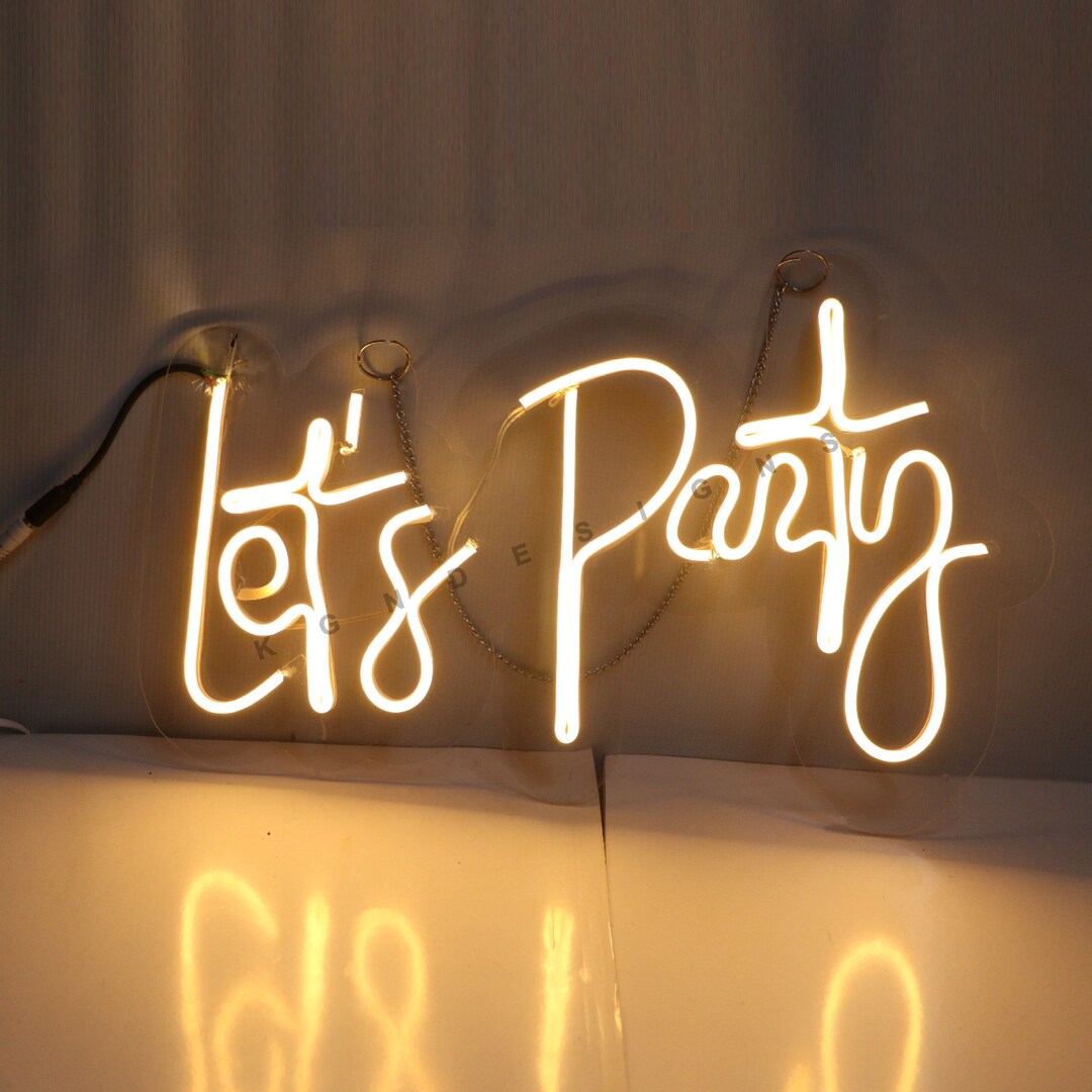 Let's Party Neon Sign Party Decor Custom Neon Sign Let's Party Neon ...