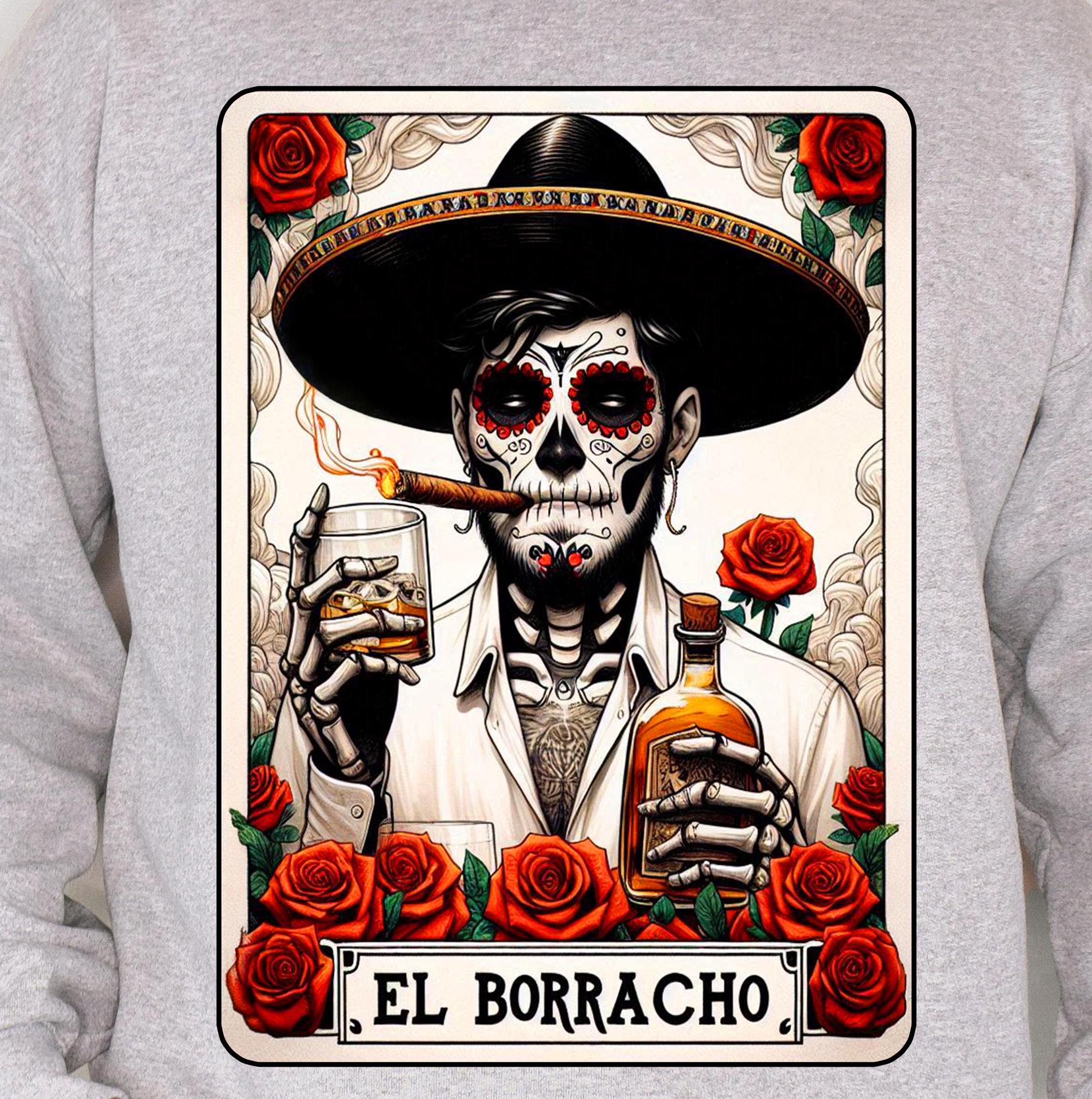 EL BORRACHO MEXICANO Front and Back Sweater Mexico Latina Tequila Shots ...