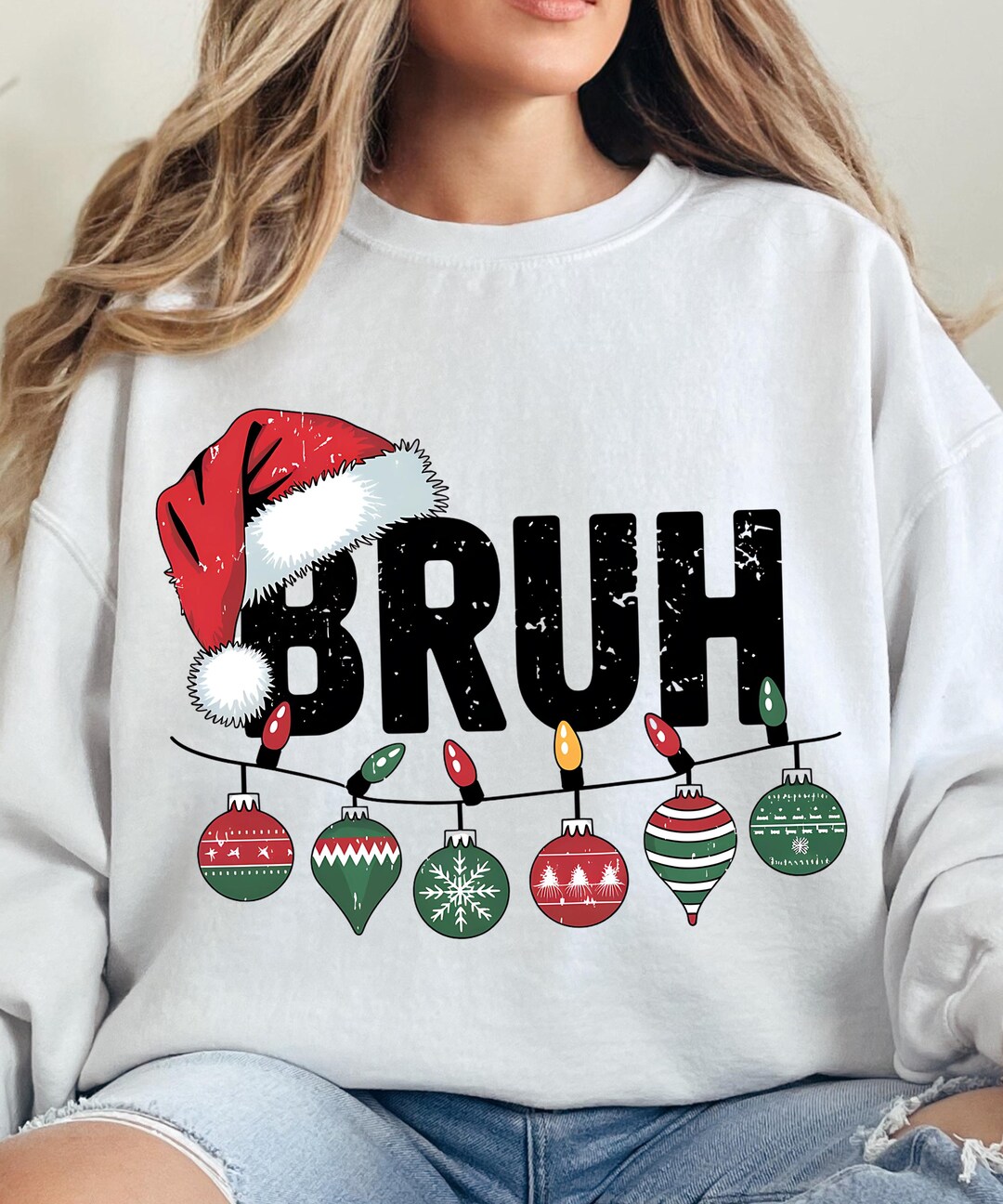 BRUH SANTA SWEATER Matching Family Christmas Holiday Season Winter Dtf ...