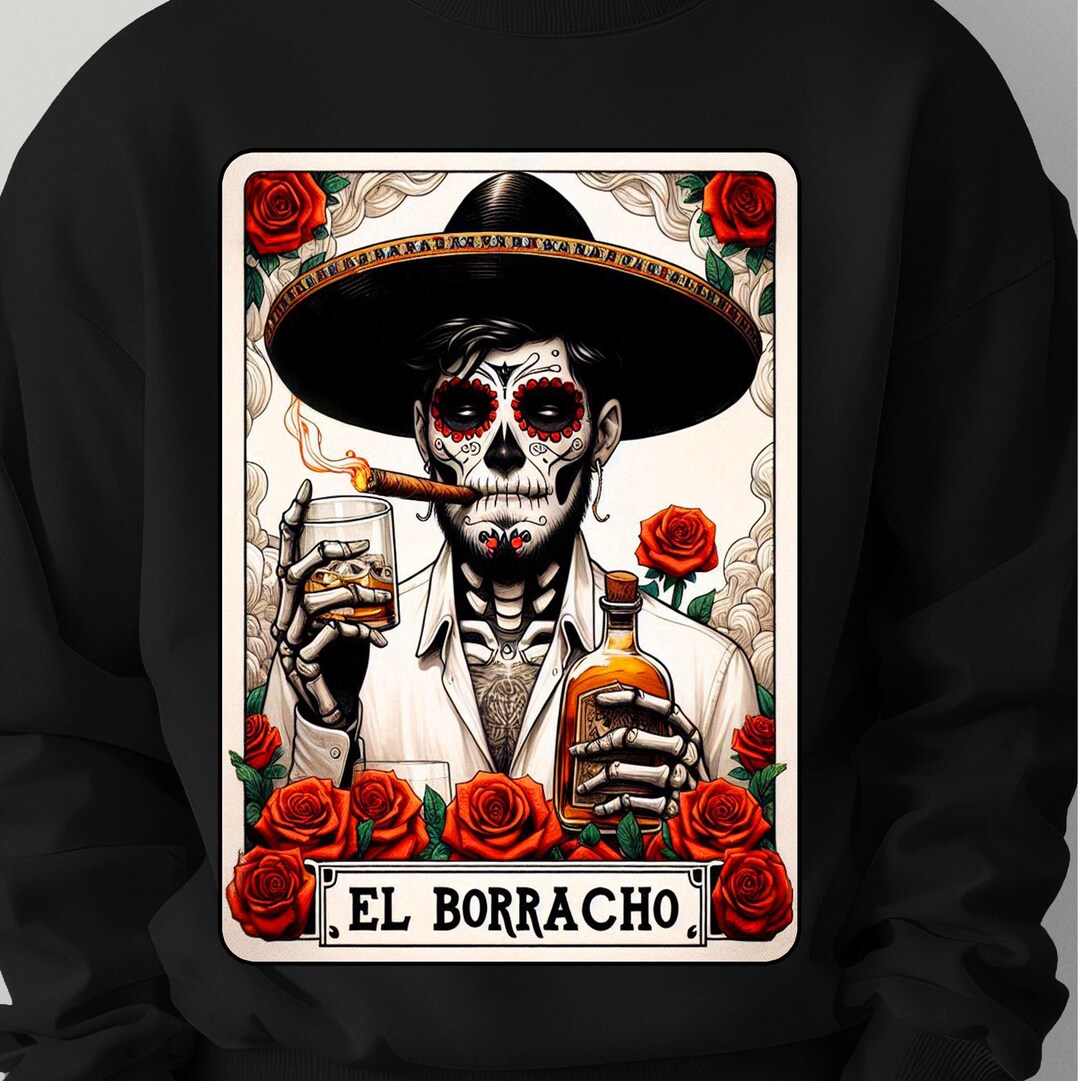 EL BORRACHO MEXICANO Front and Back Sweater Mexico Latina Tequila Shots ...
