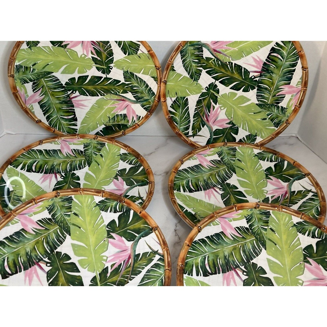 Tommy Bahama Plates Melamine Green Tropical Plates Set of (6) - Etsy
