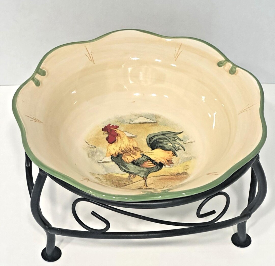 Gibson Royal Rooster Vegetable Serving Dish With Cradle - Etsy