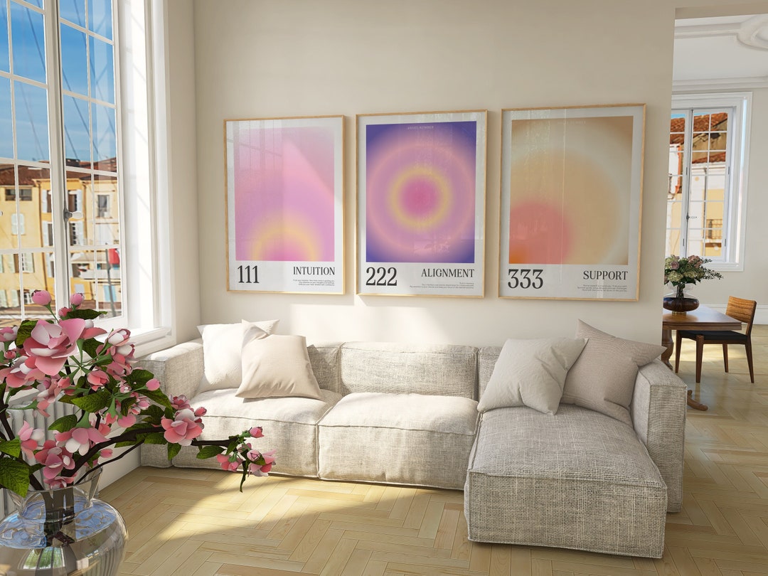 Classic Angel Number Set: Trendy Colorful Aura Poster, Grainy Gradient ...