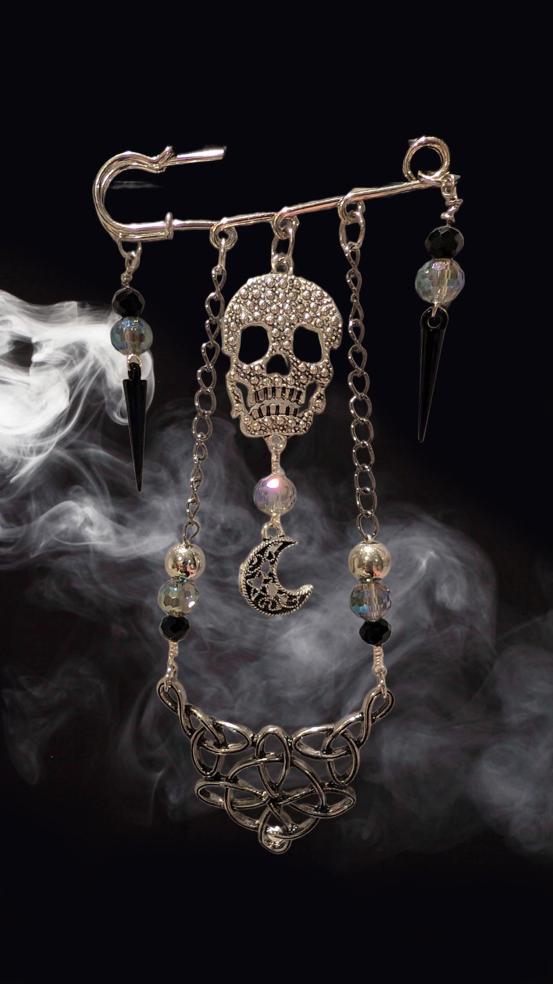 Witch's Knot, Skull Safety Pin Brooch - Etsy