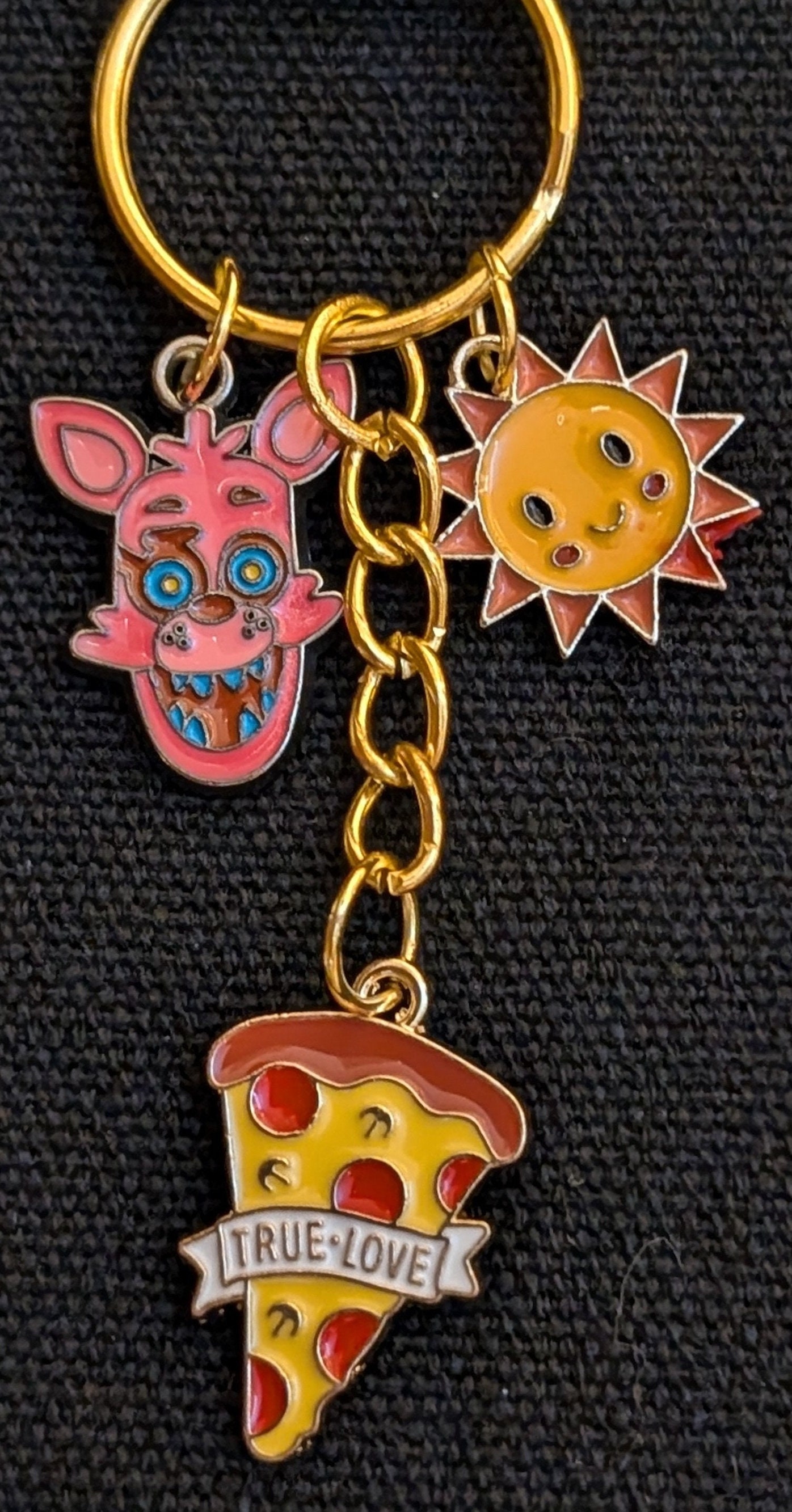 FNAF Keychain With Foxy, Sun & Slice of Pizza Charms! - Etsy
