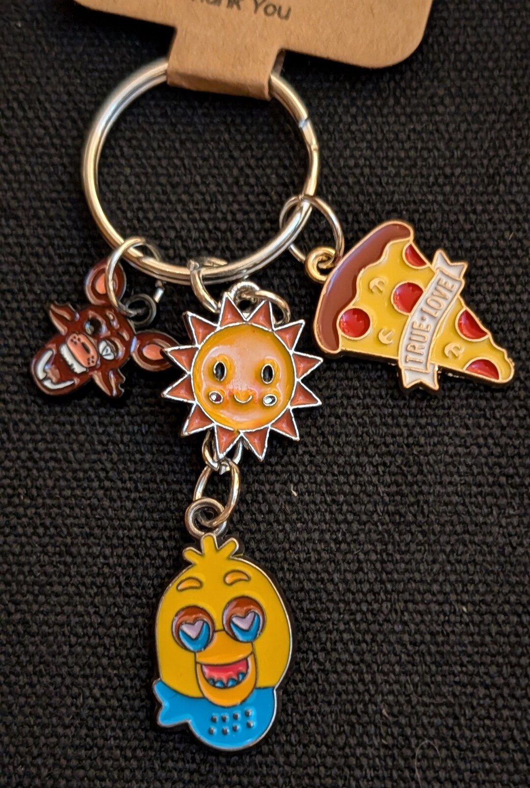FNAF Keychain With Foxy, Chica, Sun & Slice of Pizza Charms! - Etsy