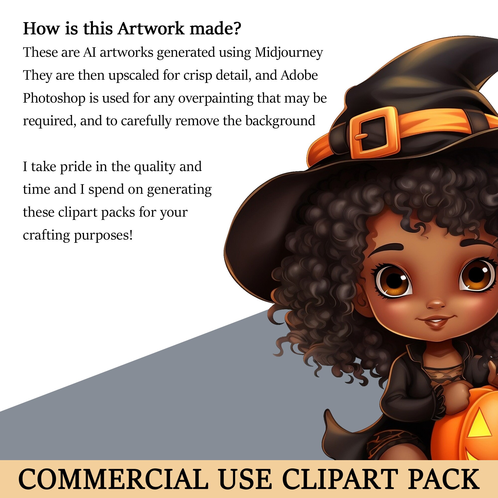 Cute Chibi Halloween Witches Trick or Treat Commercial Use Clipart, 20 ...