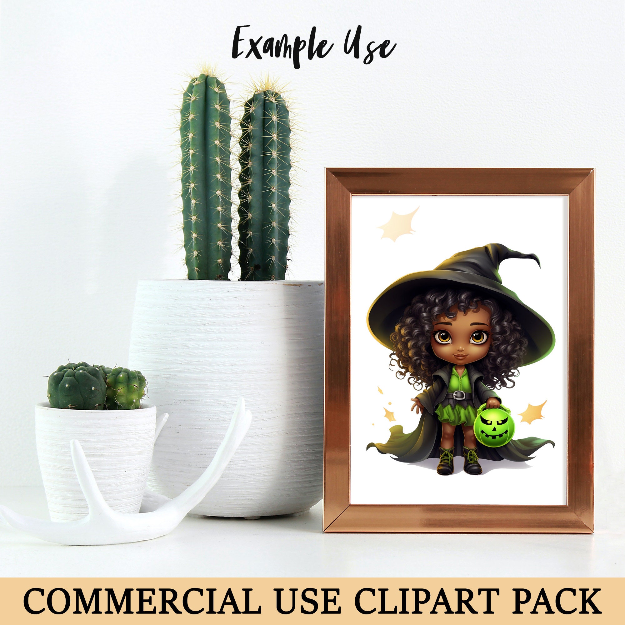Cute Chibi Halloween Witches Trick or Treat Commercial Use Clipart, 20 ...
