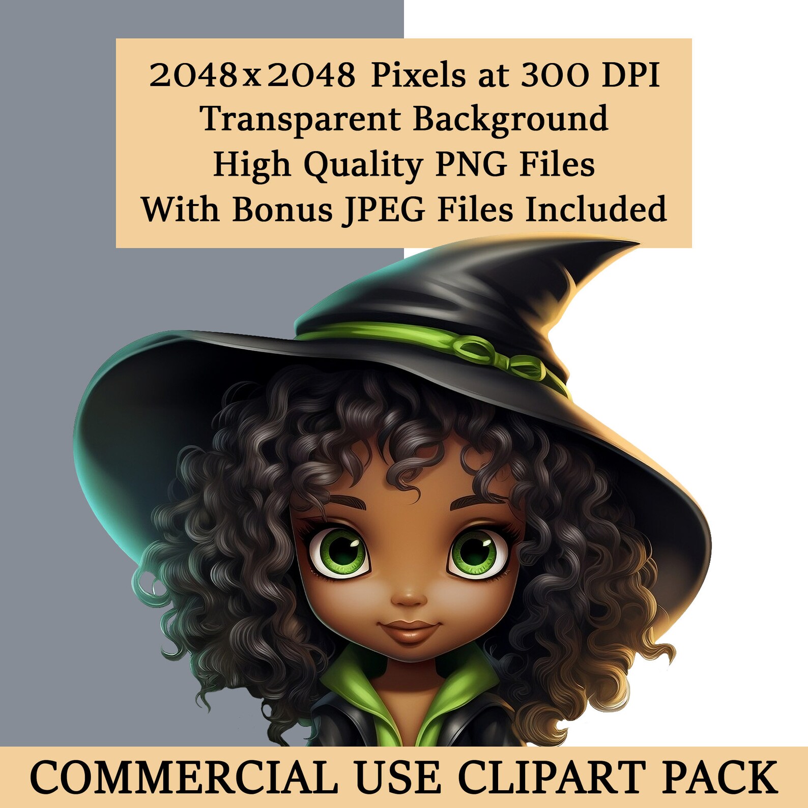 Cute Chibi Halloween Witches Trick or Treat Commercial Use Clipart, 20 ...