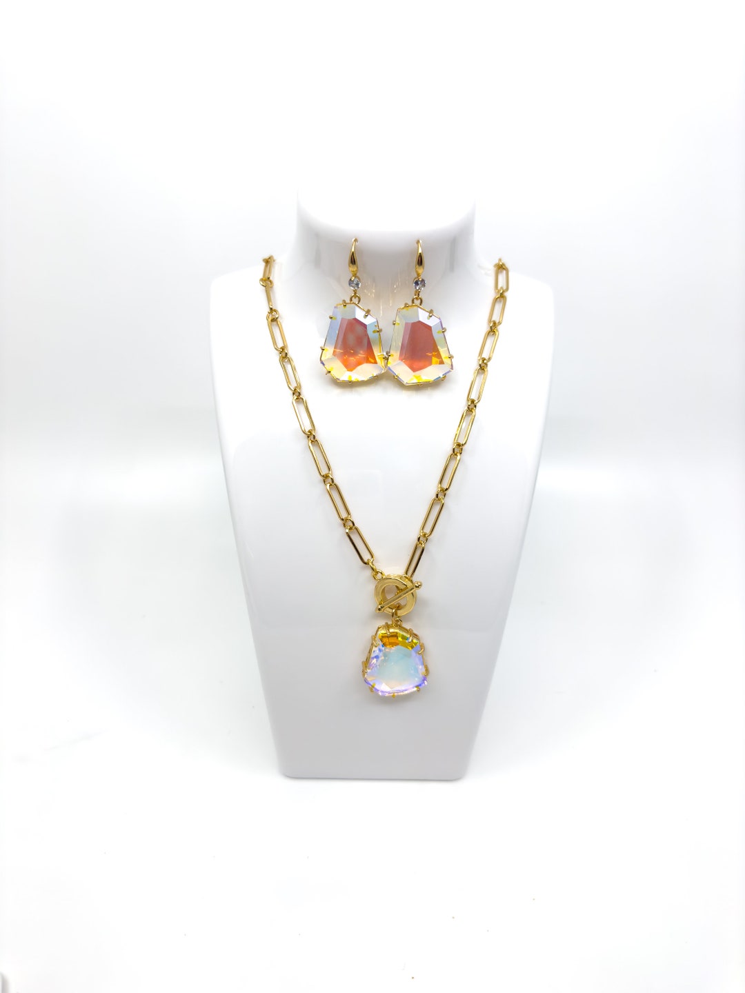 Gold Blingy Necklace and Earring Set - Etsy