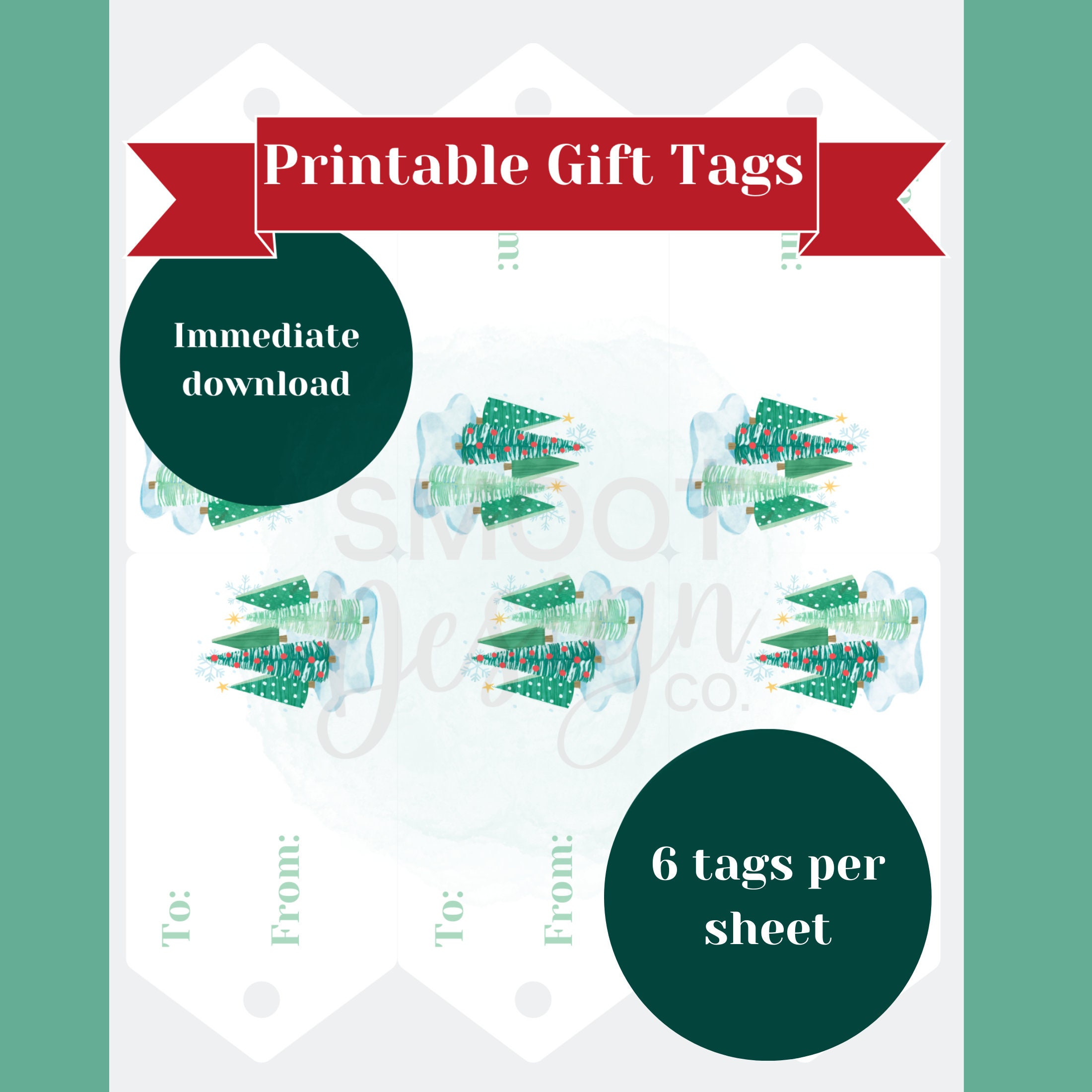 Christmas Trees Gift Tags, Printable Gift Tags, Printable Christmas ...