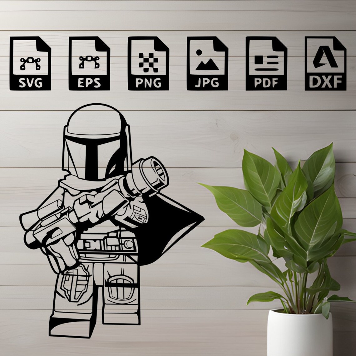Star Wars SVG DXF the Mandalorian Laser Cut Files Wall Sticker Decal ...