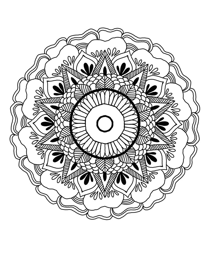 Printable Mandala Coloring Book. A4 5 Sheets, Digital Download, Stress ...
