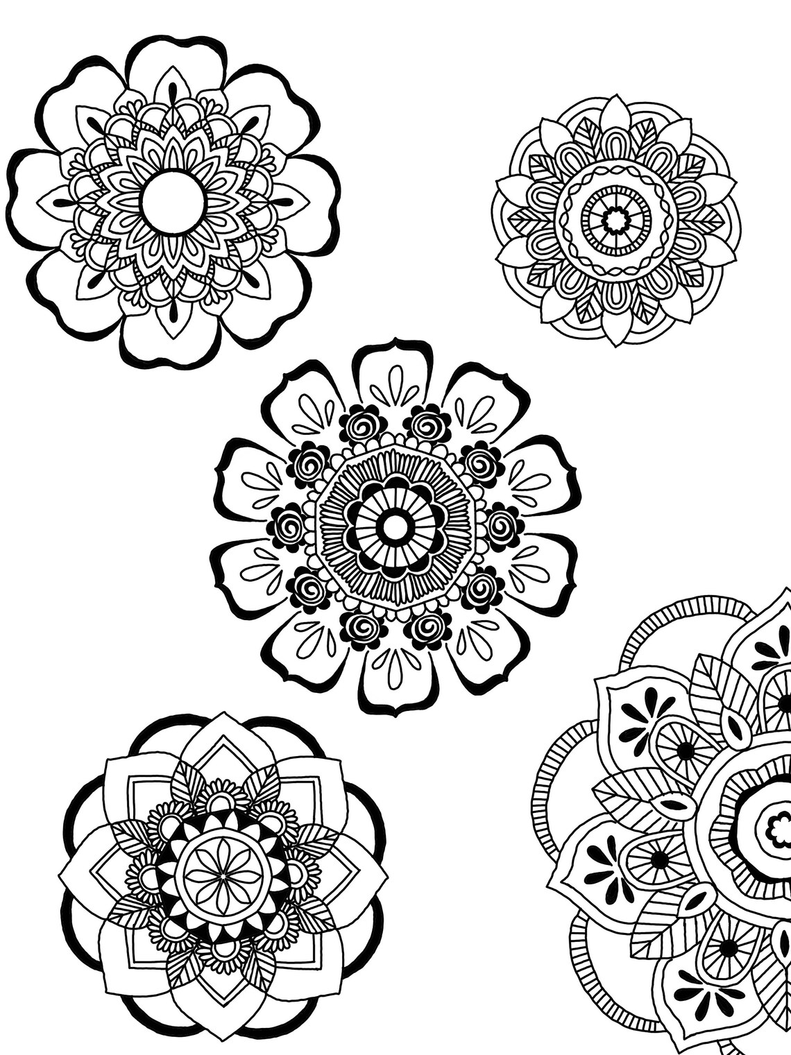 Printable Mandala Coloring Book. A4 5 Sheets, Digital Download, Stress ...