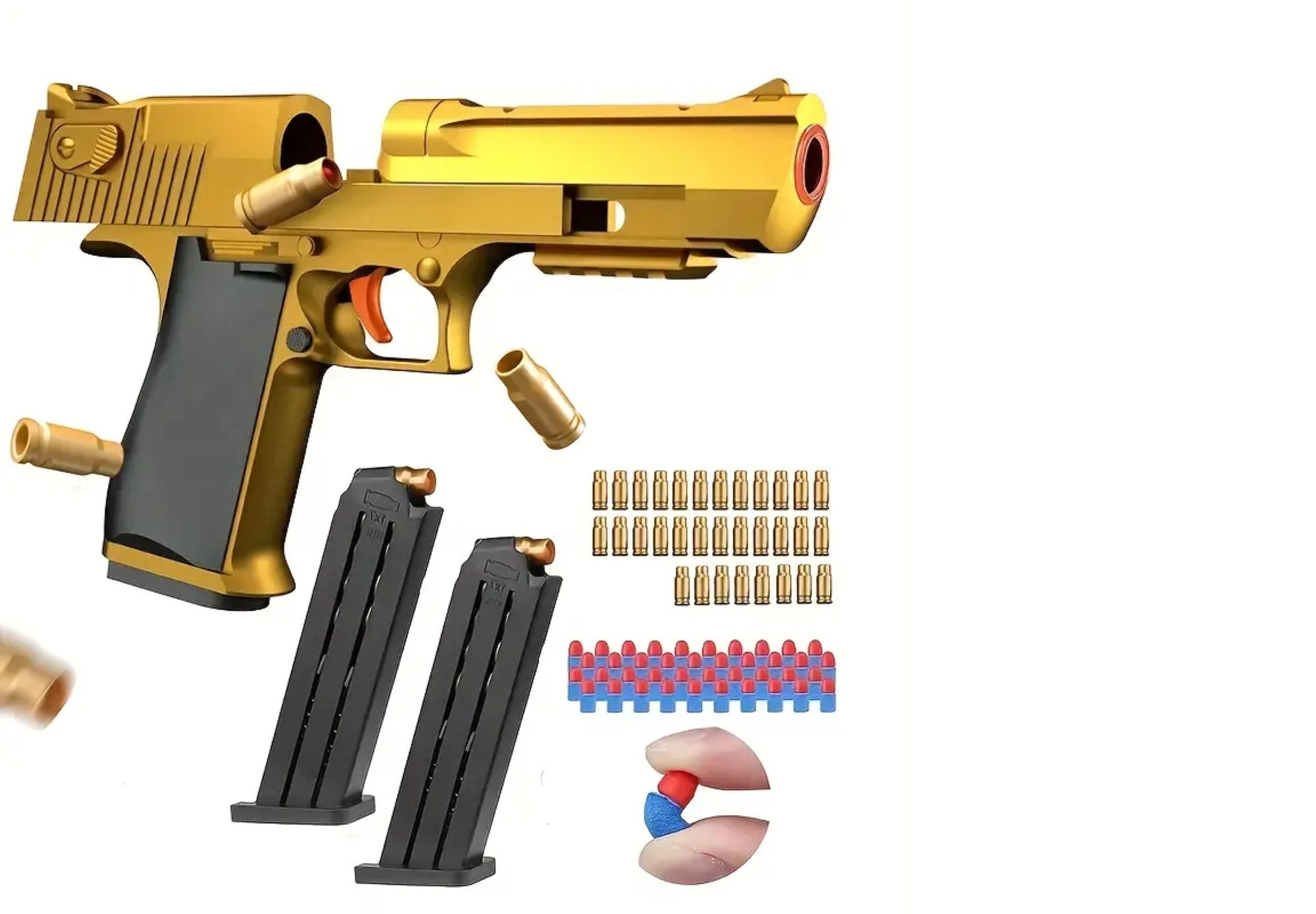 Toy Gun Toy Gun Soft Rubber Bullets Pull Back Action Flying Shells ...