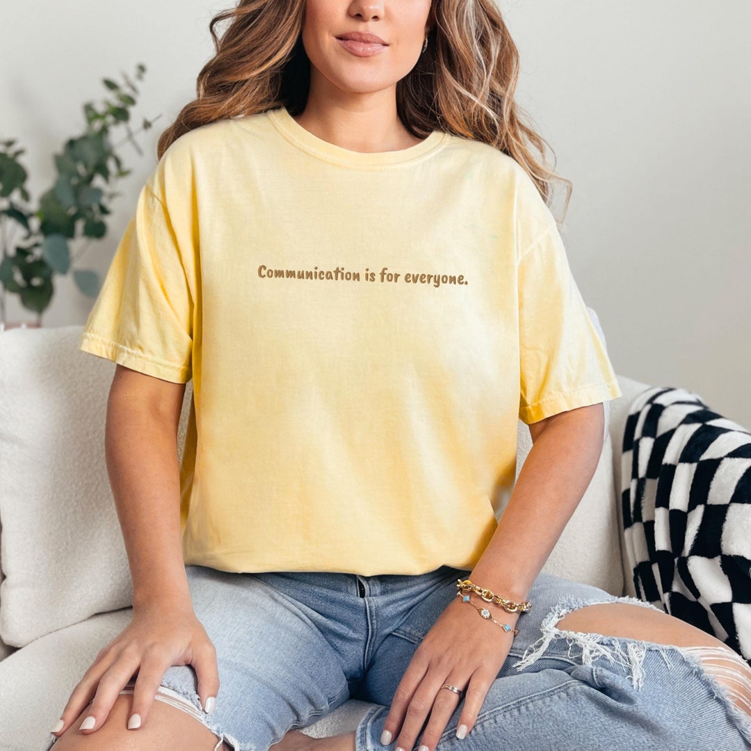 Embroidered 'communication is for Everyone' Tee - Butter - Etsy