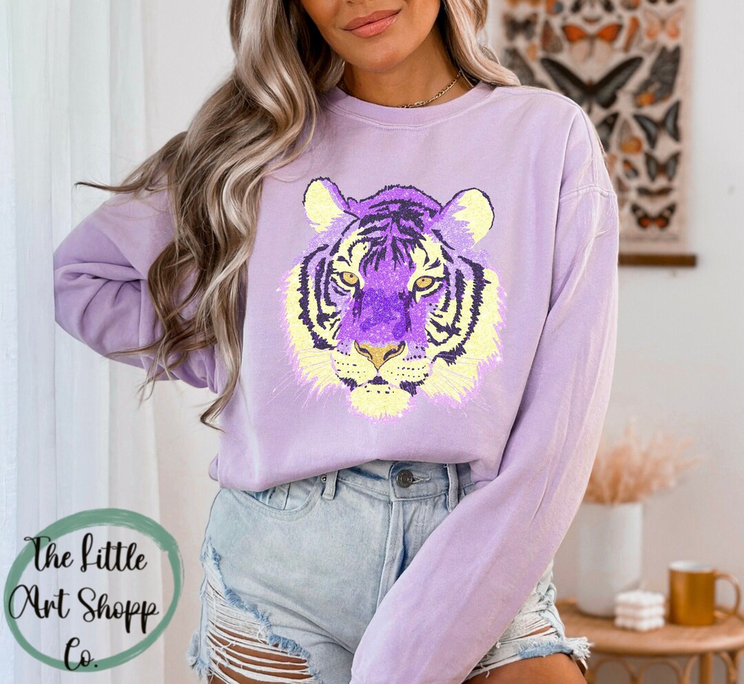 Cute Trendy Sparkly Tiger Tshirt Tee Crewneck Louisiana Baseball Top ...