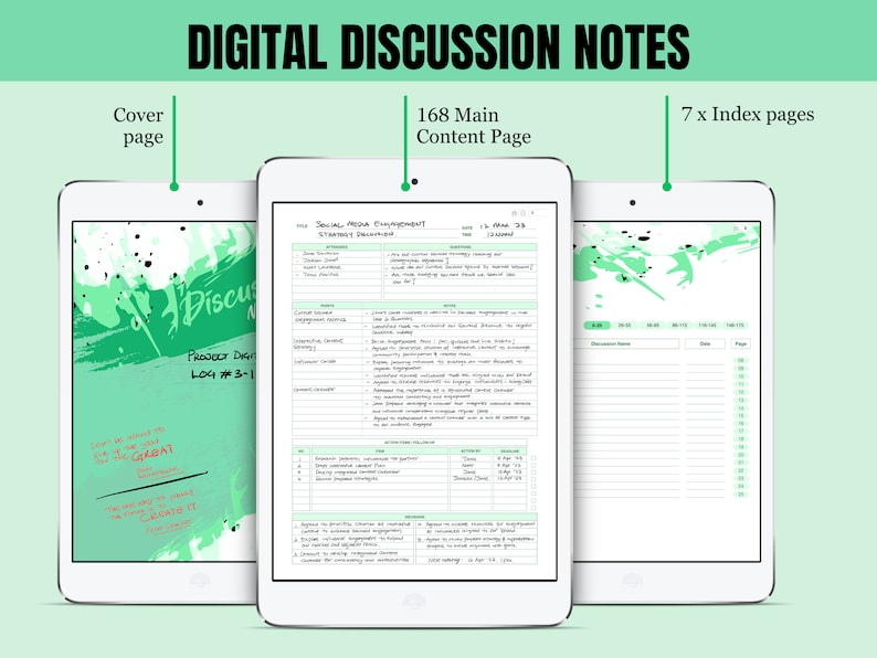 Instant Digital Download Green Reusable Meeting Notes Template, Simple ...
