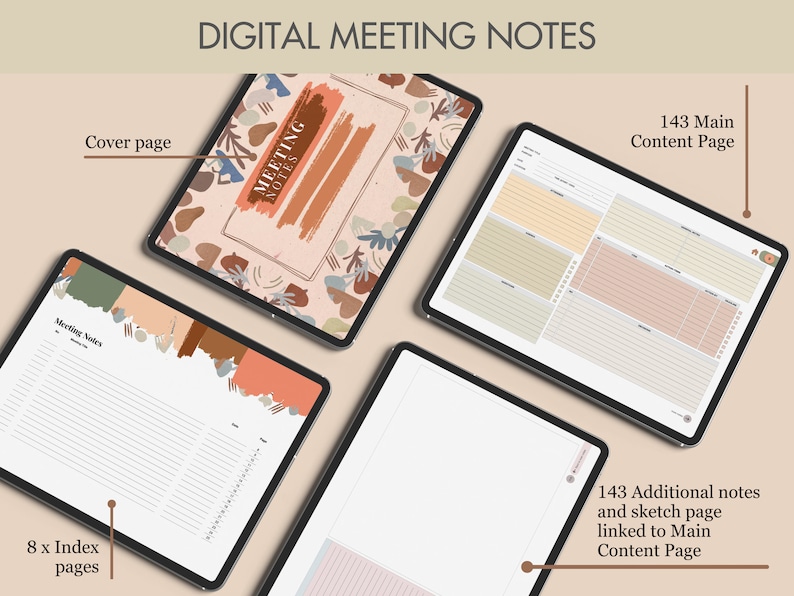 Earth-themed Landscape Instant Download Digital Meeting Notes Template ...
