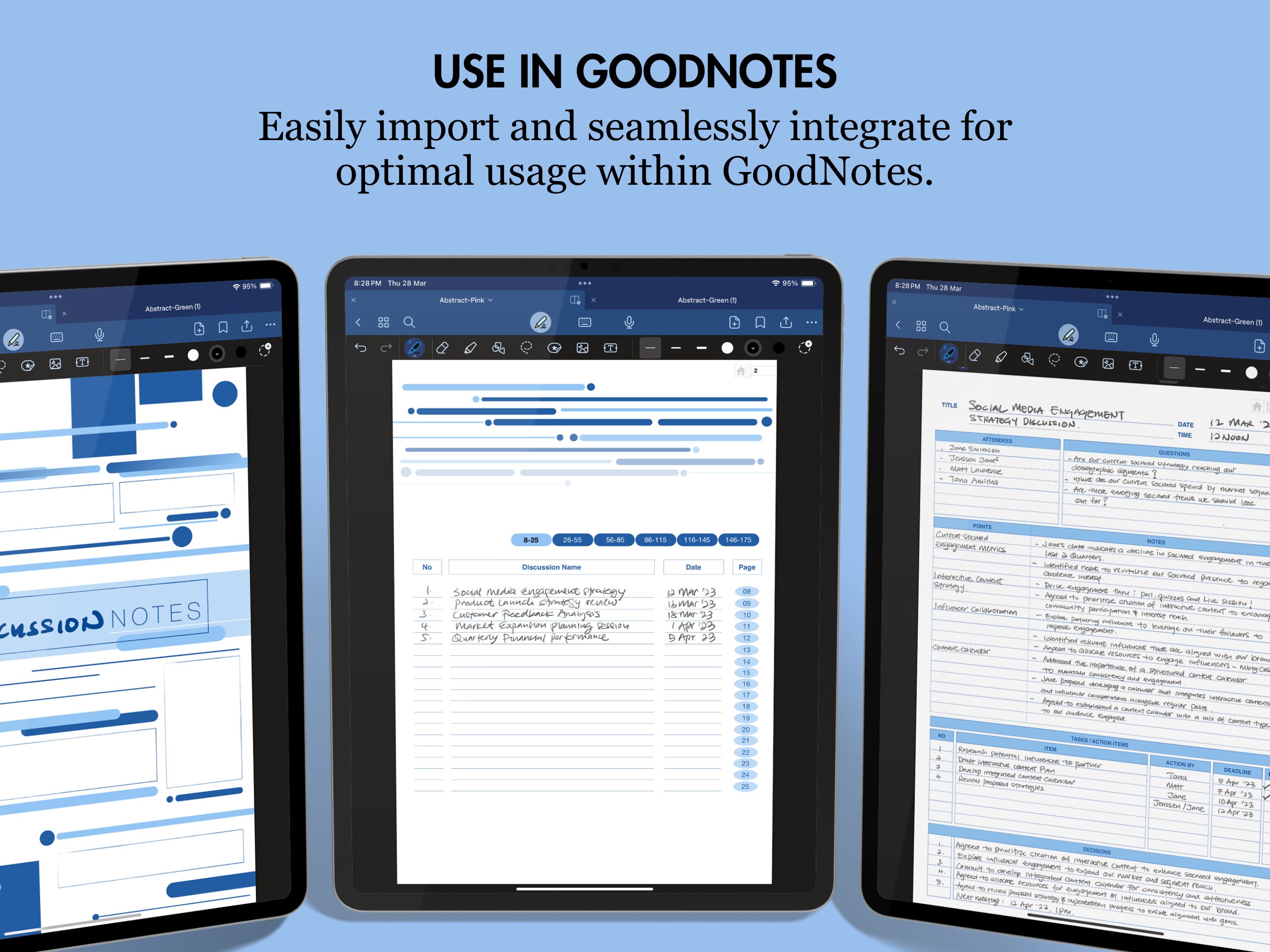 Minimalist Discussion Note Template for Tablet, Instant Digital ...