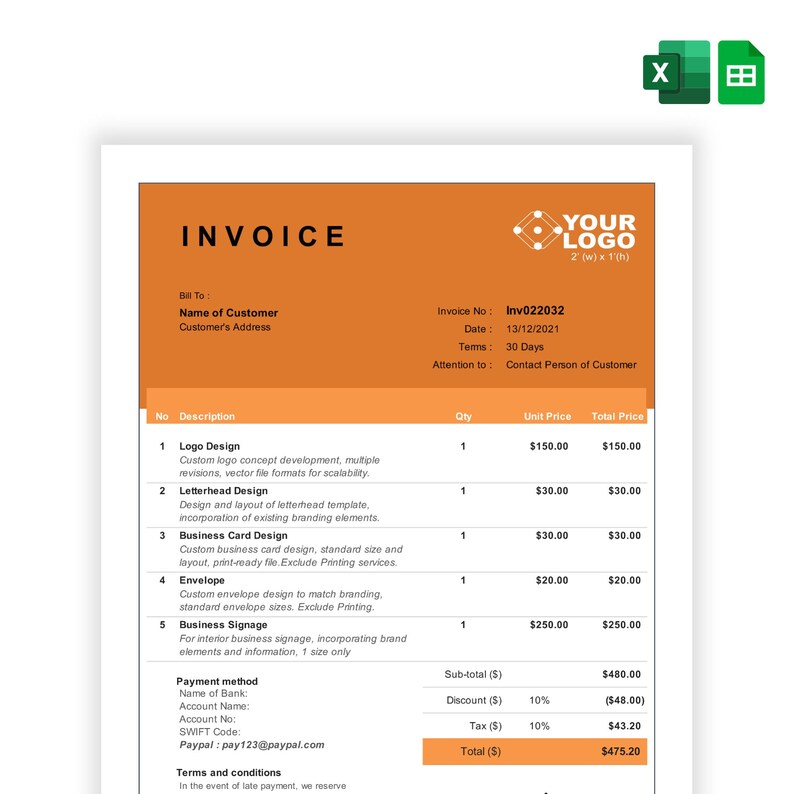 Simple Invoice Template | Invoice Template | Invoice for Small ...