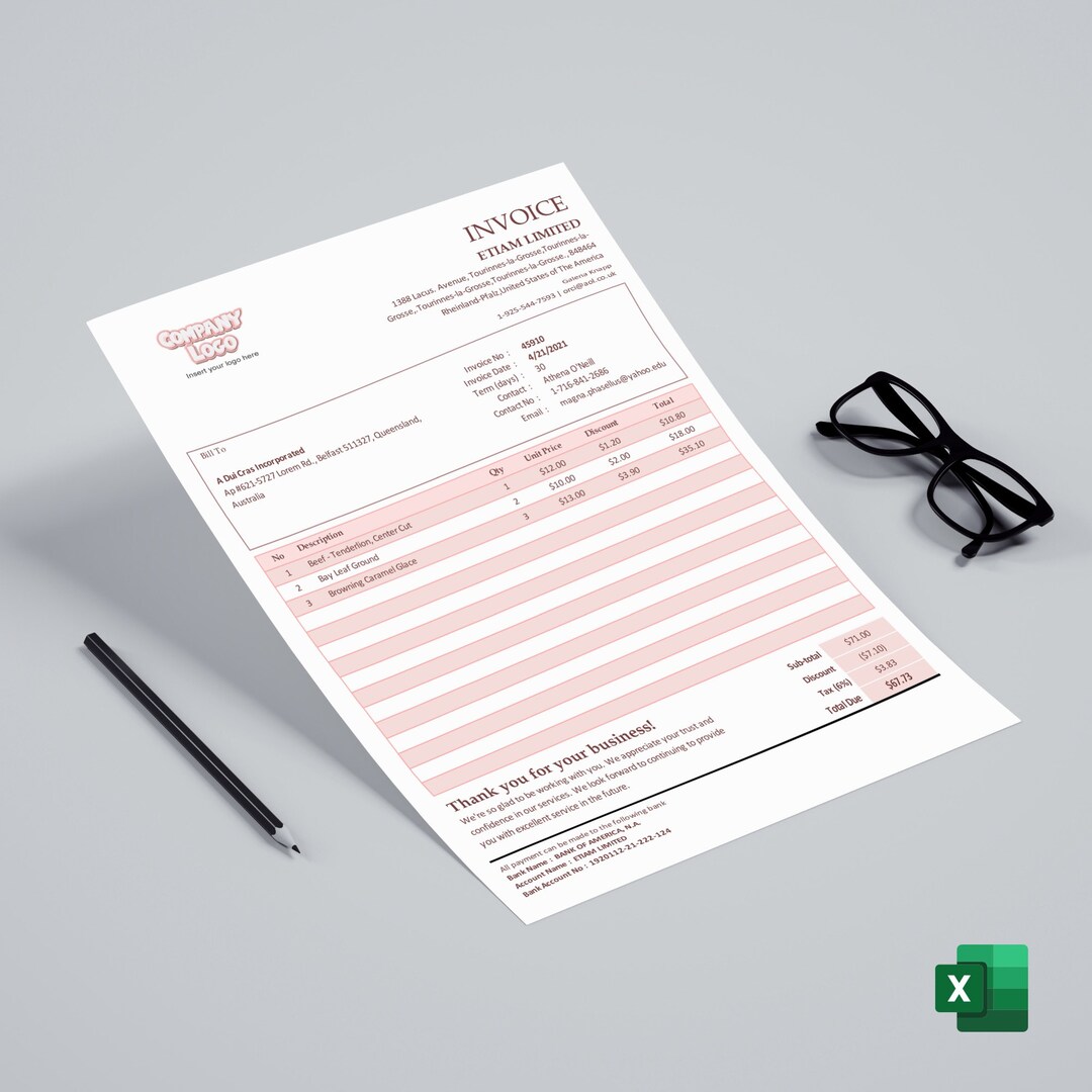 Simple Sales Invoice for Home and Small Office | Invoice With Discounts ...