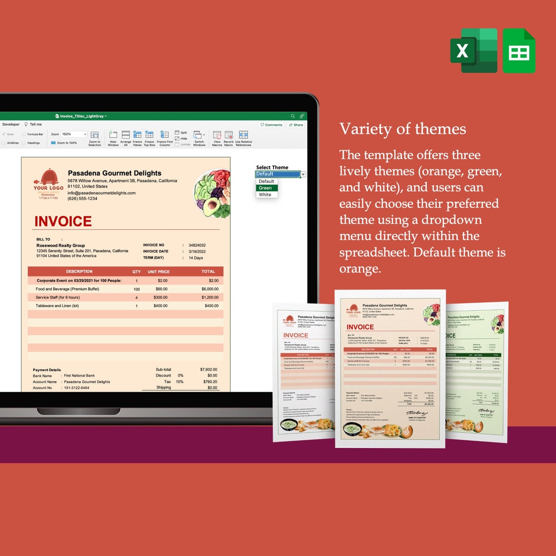 Simple Sales Invoice Template | Excel and Google Sheet Invoice ...