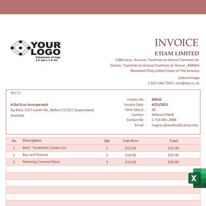 Simple Sales Invoice Template, Invoice Template for Excel and Google ...