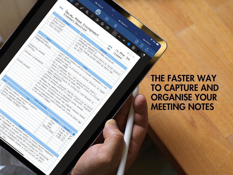 Minimalist Discussion Note Template for Tablet, Instant Digital ...