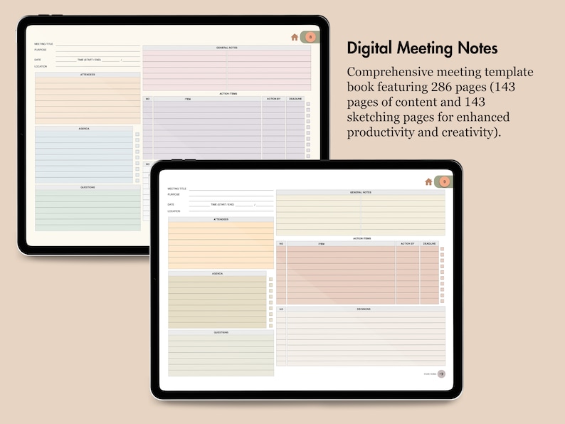 Earth-themed Landscape Instant Download Digital Meeting Notes Template ...