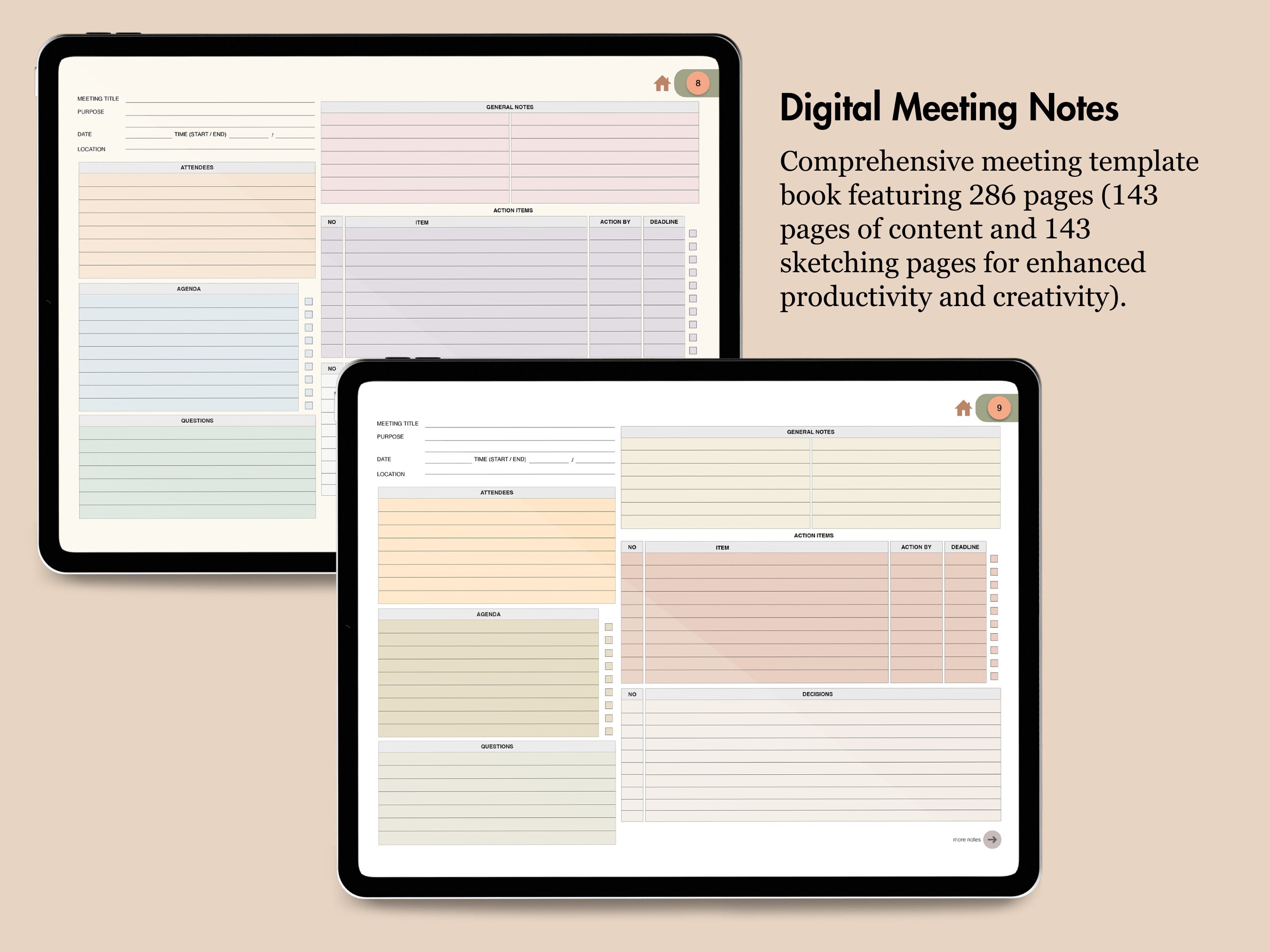 Earth-themed Landscape Instant Download Digital Meeting Notes Template ...