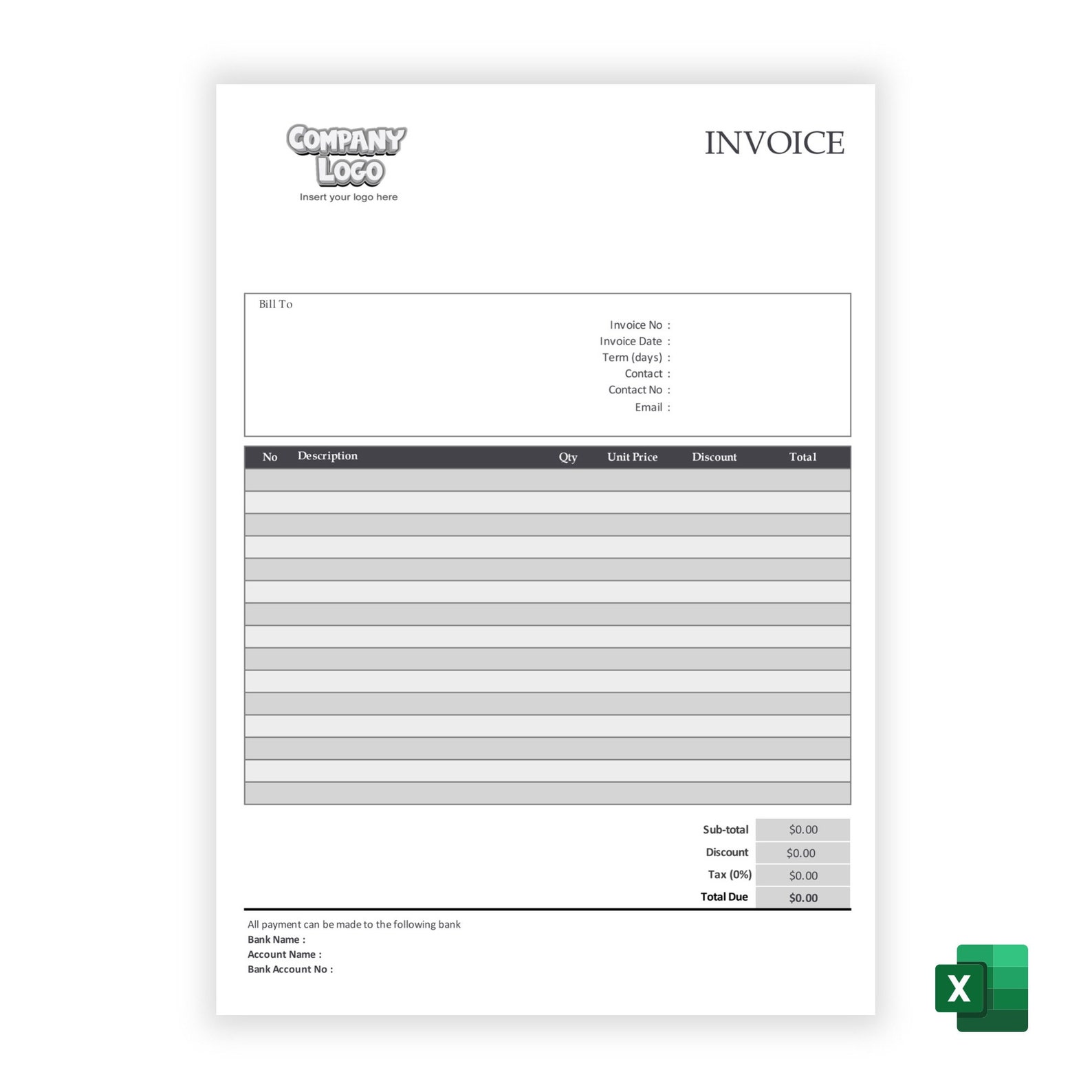 Simple Sales Invoice for Home and Small Office | Invoice With Item ...