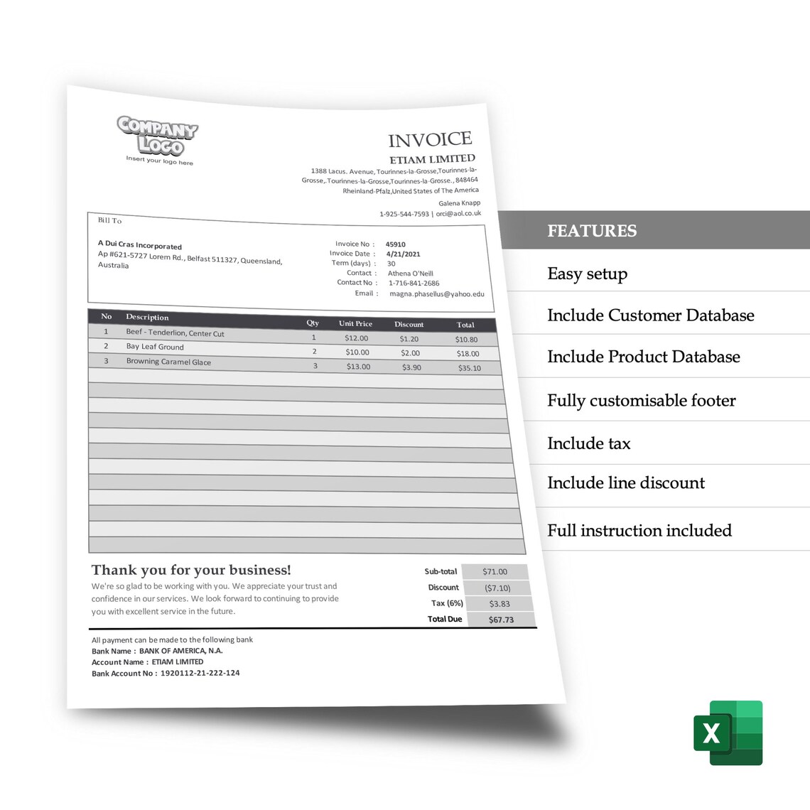 Simple Sales Invoice for Home and Small Office | Invoice With Item ...