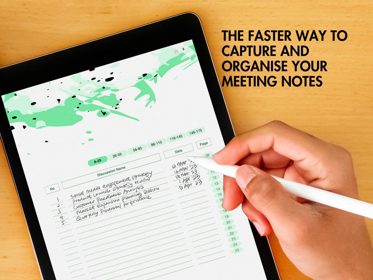 Instant Digital Download Green Reusable Meeting Notes Template, Simple ...