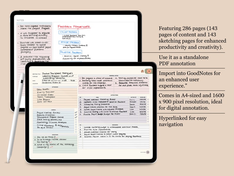 Earth-themed Landscape Instant Download Digital Meeting Notes Template ...