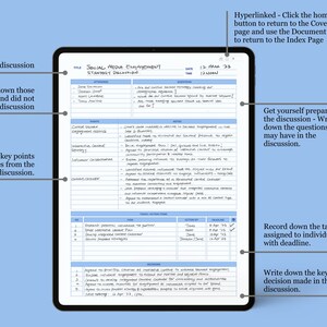 Minimalist Discussion Note Template for Tablet, Instant Digital ...