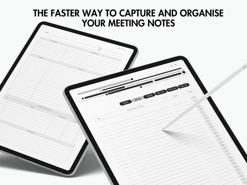 Minimalist Discussion Note Template for Tablet, Instant Digital ...