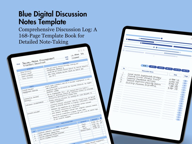 Minimalist Discussion Note Template for Tablet, Instant Digital ...