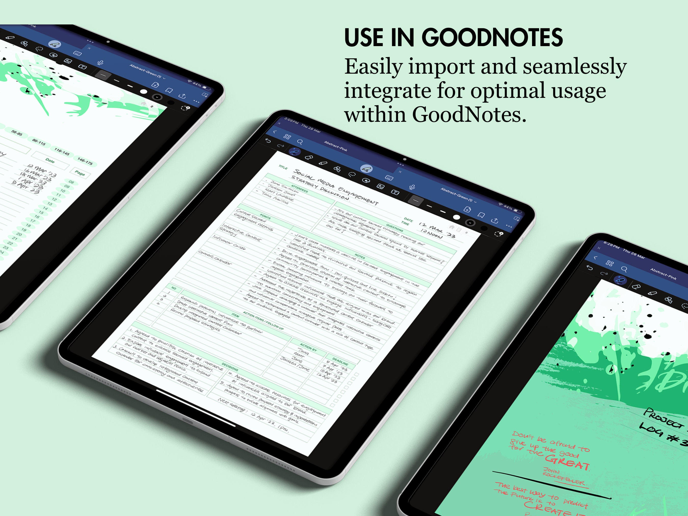 Instant Digital Download Green Reusable Meeting Notes Template, Simple ...