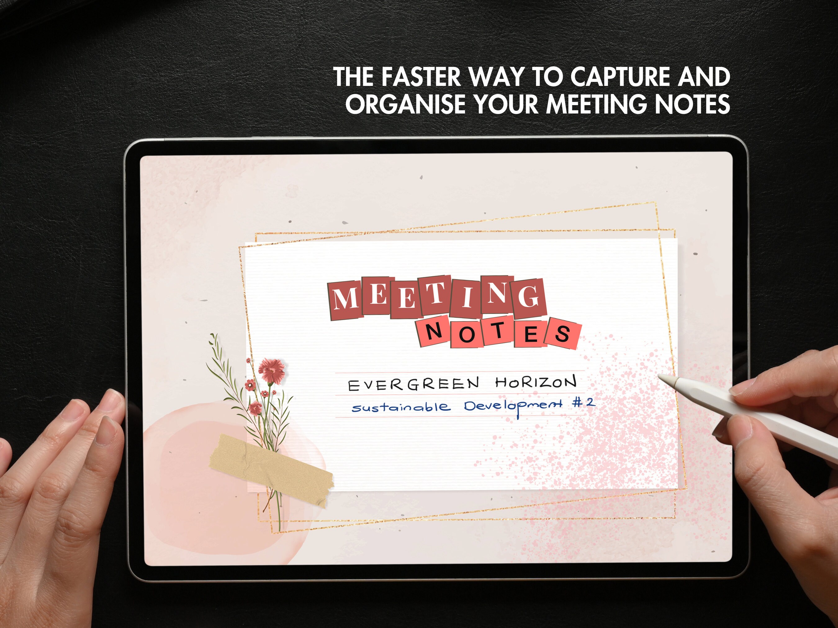 Peach-themed Landscape Instant Download Digital Meeting Notes Template ...