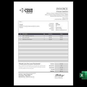 Simple Invoice Template for Excel & Google Sheets: Customizable ...