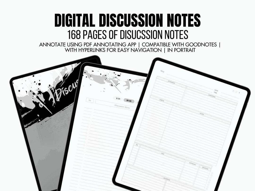 Instant Digital Download Grey Reusable Meeting Notes Template, Simple ...