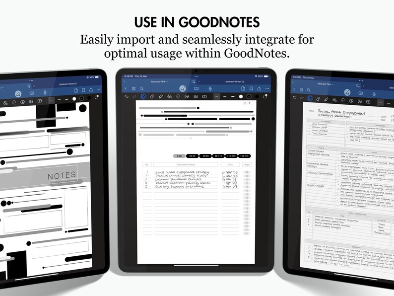 Minimalist Discussion Note Template for Tablet, Instant Digital ...