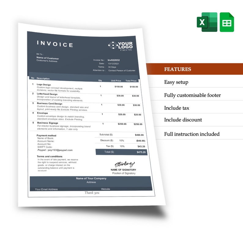 Simple Invoice Template | Invoice Template | Invoice for Small ...