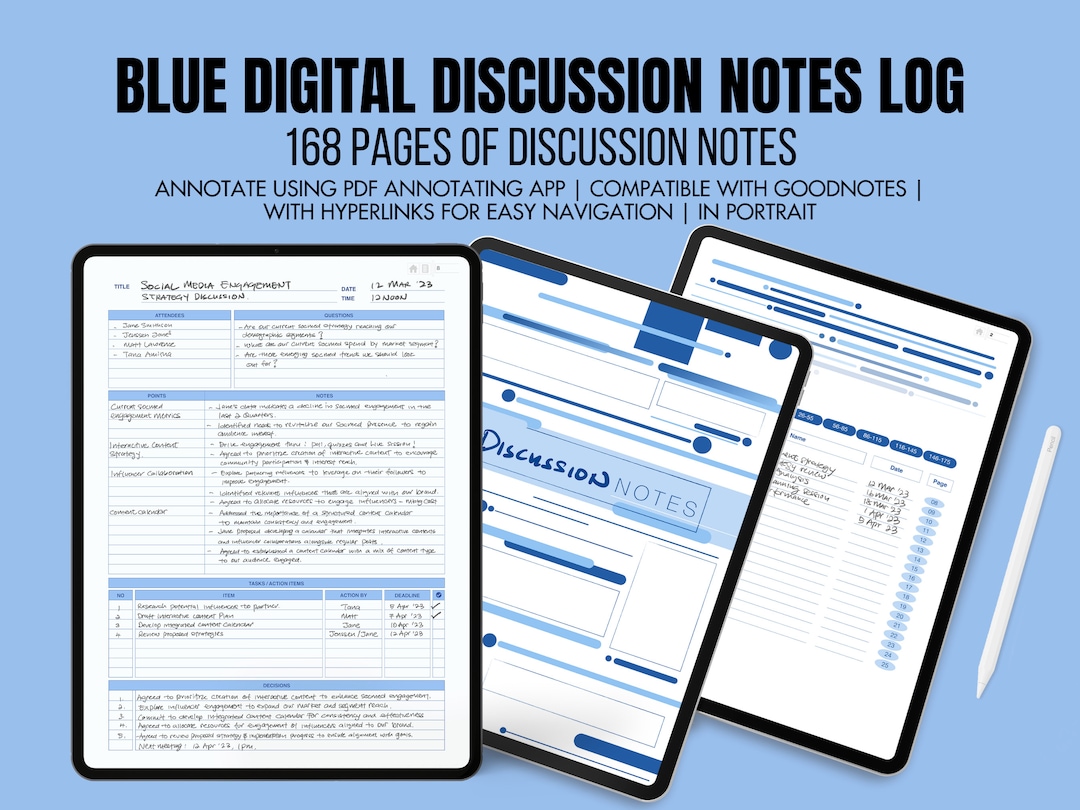 Minimalist Discussion Note Template for Tablet, Instant Digital ...