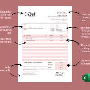 Simple Sales Invoice Template, Invoice Template for Excel and Google ...