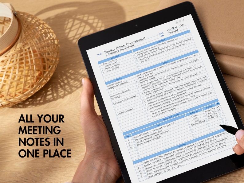 Minimalist Discussion Note Template for Tablet, Instant Digital ...