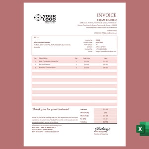Simple Sales Invoice Template, Invoice Template for Excel and Google ...